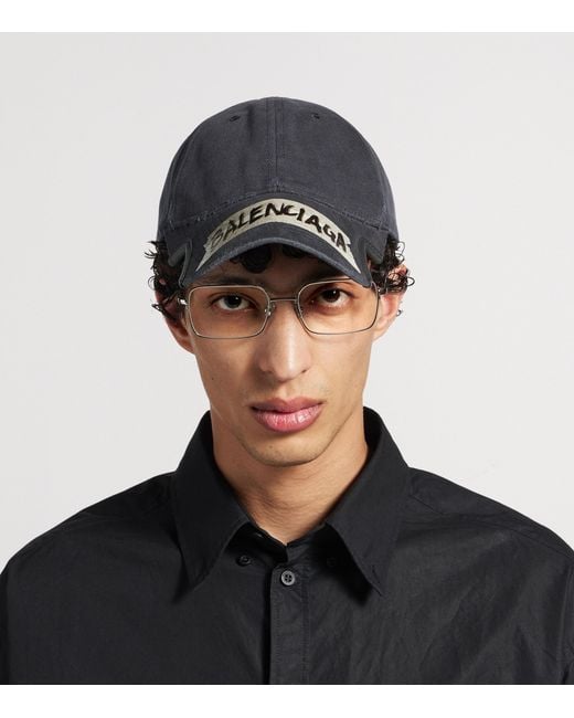 Balenciaga Cotton Masking Tape Logo Cap in Blue for Men | Lyst UK