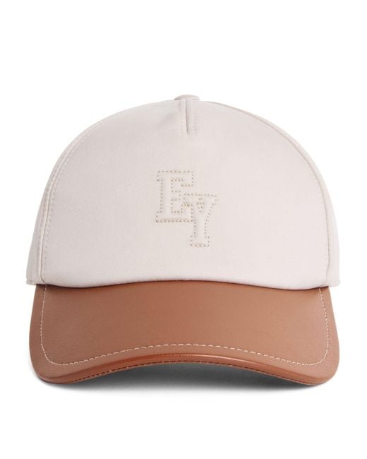 Eleventy Silk-Leather Ey Baseball Cap in Natural for Men | Lyst UK