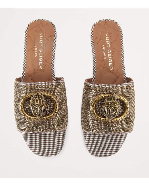 Kurt Geiger Houndstooth Crystal-Embellished Chelsea Sandals in Brown | Lyst