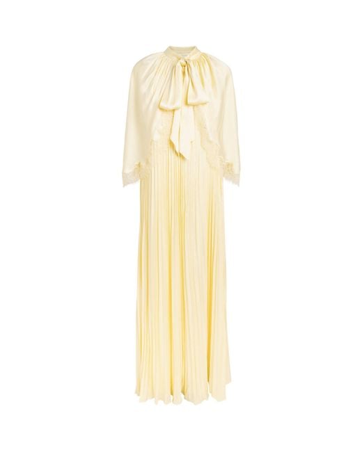 Self-Portrait Satin Cape-Overlay Maxi Dress in Metallic | Lyst UK