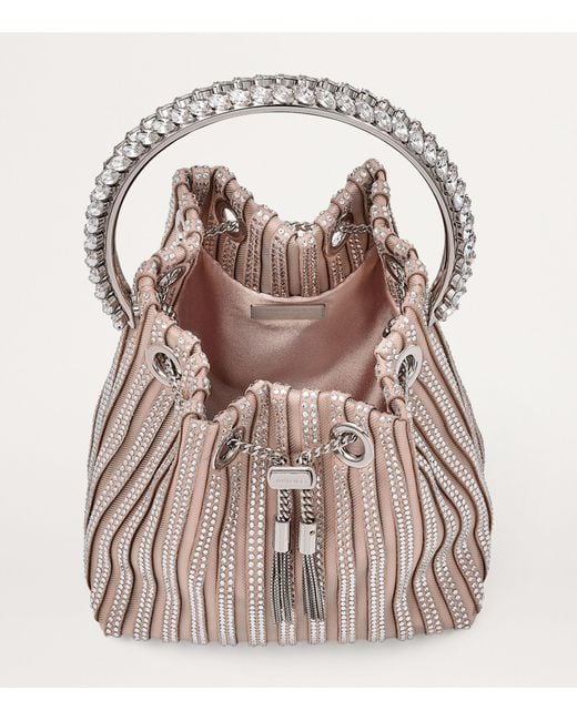 Jimmy Choo Suede Crystal-embellished Bon Bon Bag in Pink | Lyst