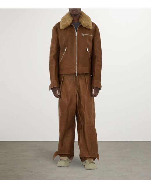 Burberry Leather Shearling Aviator Jacket in Brown for Men | Lyst