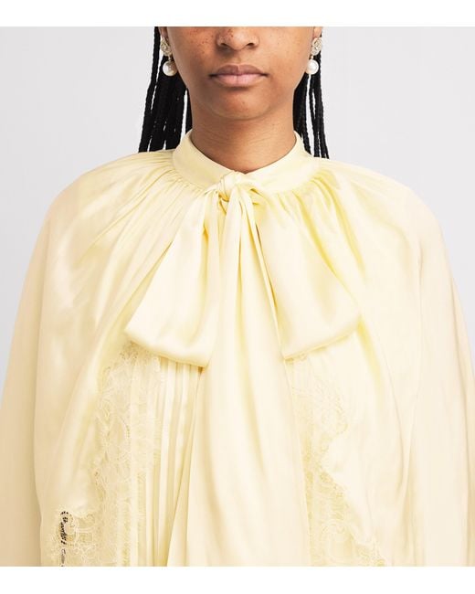 Self-Portrait Satin Cape-Overlay Maxi Dress in Metallic | Lyst UK