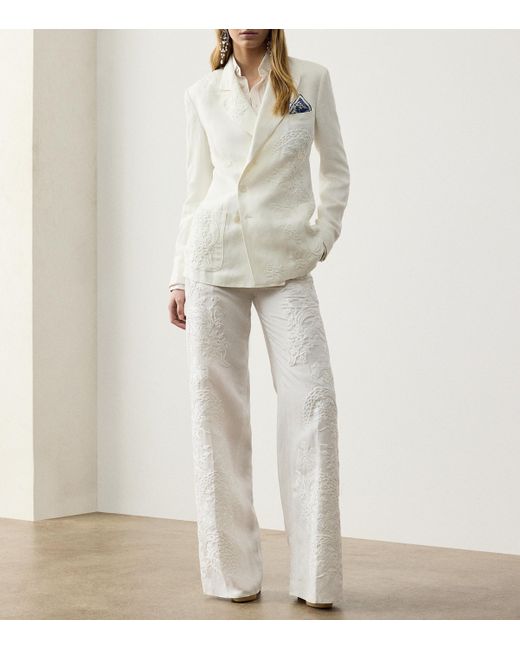 Ralph Lauren Embroidered Dean Trousers in White | Lyst