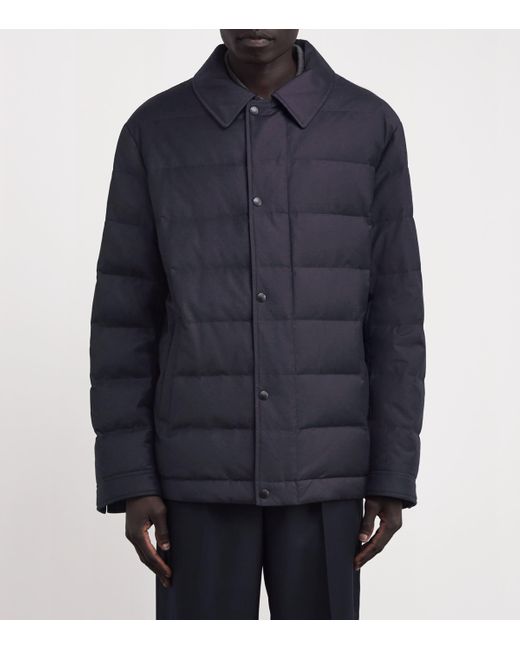 Yves Salomon Wool-Silk Down Storm System Utility Jacket in Blue for Men ...