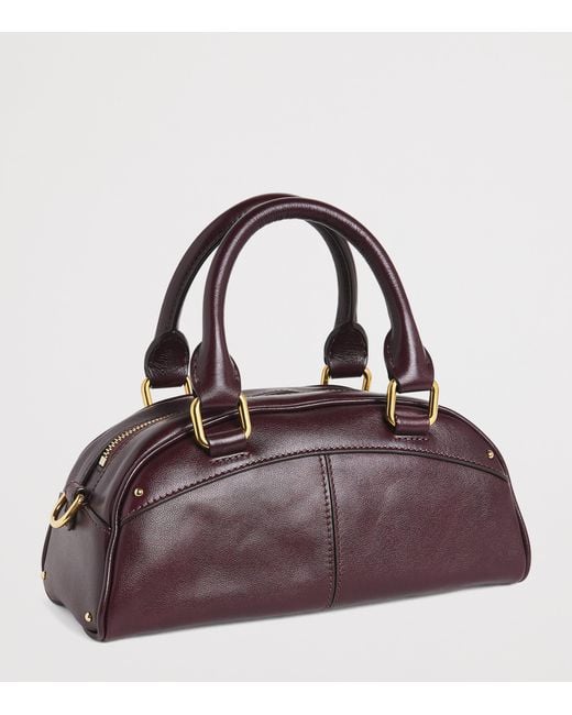 Chloé Small Leather Bowling Top-Handle Bag in Purple | Lyst