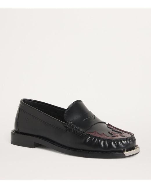 Sandro Leather Western Loafers in Black | Lyst