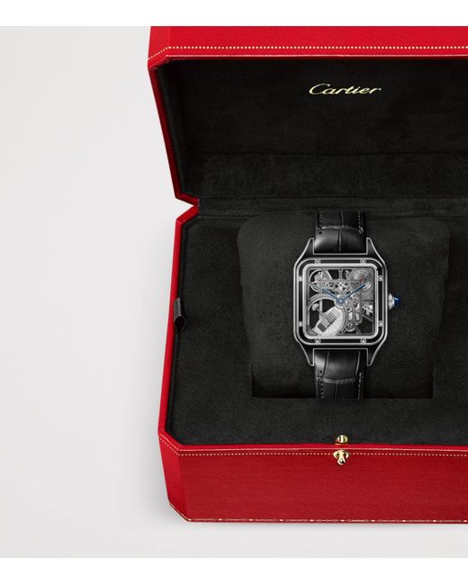 Cartier Large Steel Santos-Dumont Skeleton Watch in Grey | Lyst UK