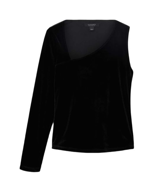 AllSaints Velvet Ari Top in Black | Lyst UK
