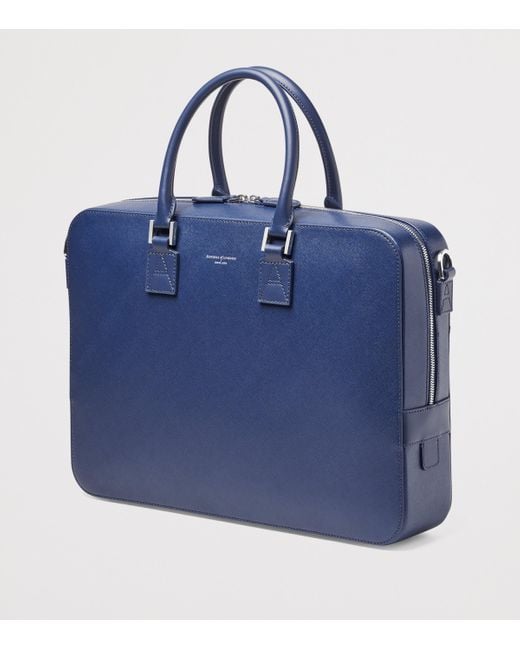 Aspinal of London Leather Mount Street Laptop Briefcase Bag in Blue for ...