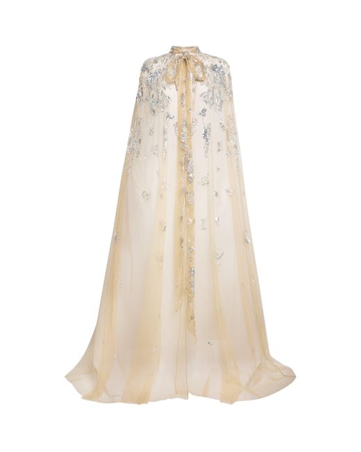 Zuhair Murad Sequin-Embellished Cape in Natural | Lyst