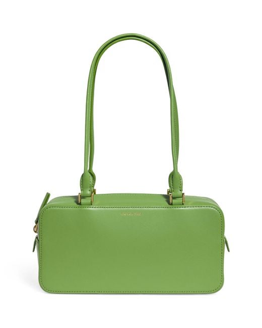 Veronica Beard Leather Boxy Shoulder Bag in Green | Lyst