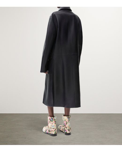 Loewe Lambskin Double-Breasted Coat in Blue | Lyst