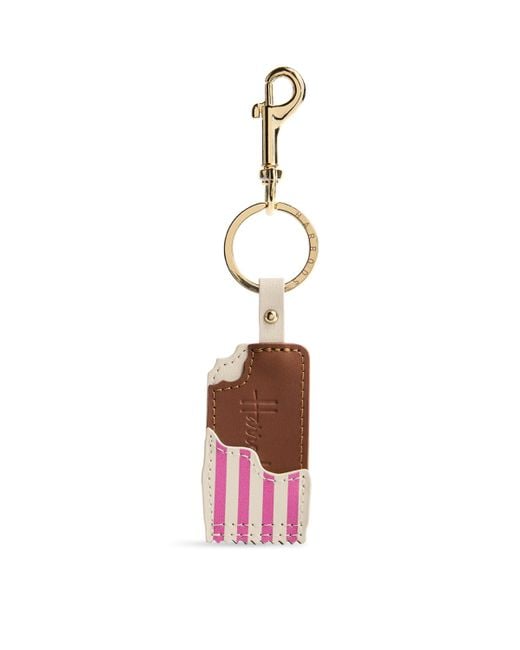 Harrods Leather Choc Ice Keyring in White | Lyst
