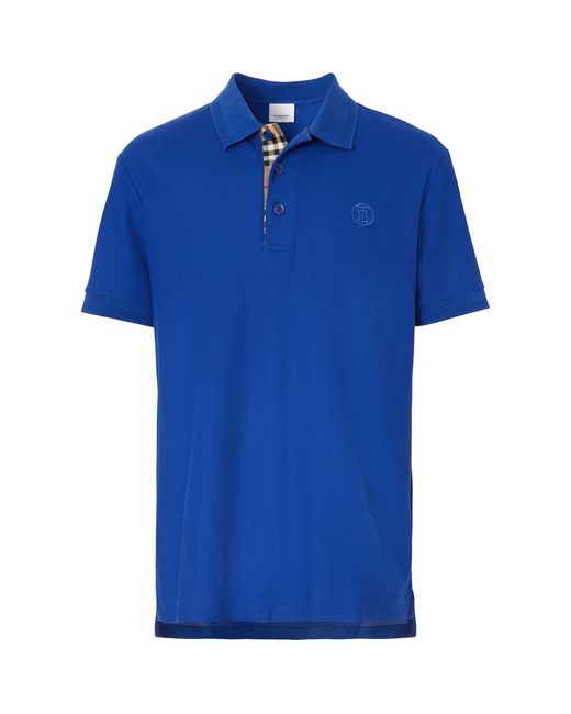 Burberry Cotton Tb Monogram Polo Shirt In Blue For Men Lyst Canada