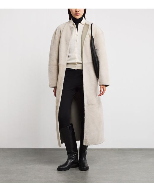 Almada Label Shearling Shea Belted Coat in Natural | Lyst