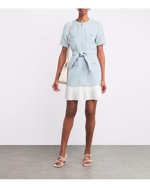 Sandro Tweed Mini Dress in Blue | Lyst