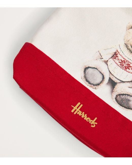Harrods Mini Canvas Christmas Bear 2024 Tote Bag in Red | Lyst