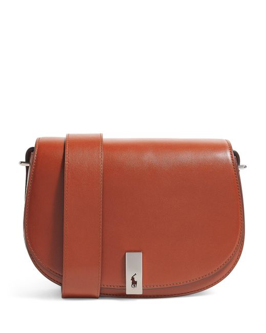 Polo Ralph Lauren Medium Leather Polo Id Saddle Bag in Red | Lyst