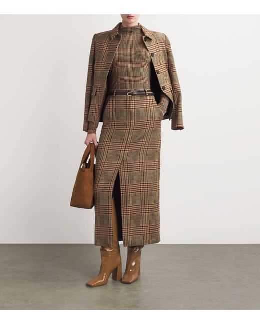 Veronica Beard Plaid Maxine Midi Skirt in Brown | Lyst