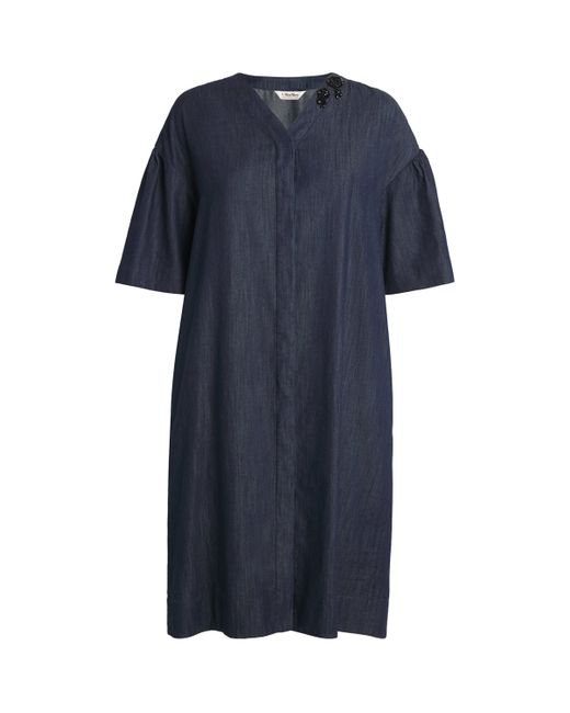 Max Mara Denim Embellished Maxi Dress in Blue | Lyst
