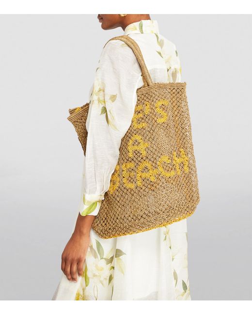 The Jacksons Large Life’S A Beach Tote Bag in Yellow | Lyst
