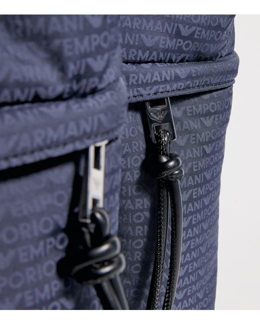 Emporio Armani Padded Jacquard Backpack in Blue for Men | Lyst