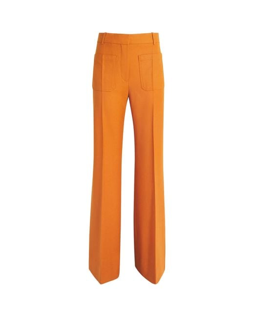 Victoria Beckham Alina Wide-Leg Trousers in Orange | Lyst UK
