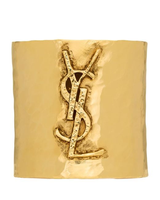 Saint Laurent Cassandre Cuff Bracelet in Metallic | Lyst