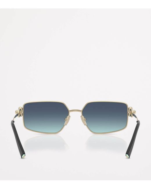 Tiffany & Co. Metal Rectangular Tf3111 Sunglasses in Blue | Lyst