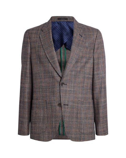Paul Smith Wool-Silk-Cashmere Check Blazer in Blue for Men | Lyst UK