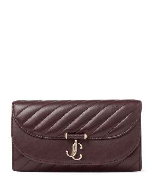 Jimmy Choo Curve Biker Leather Quilted Wallet-On-Chain in Purple | Lyst UK