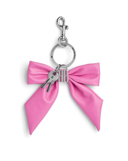 Balenciaga Leather Clémence Bow Keyring in Pink | Lyst UK