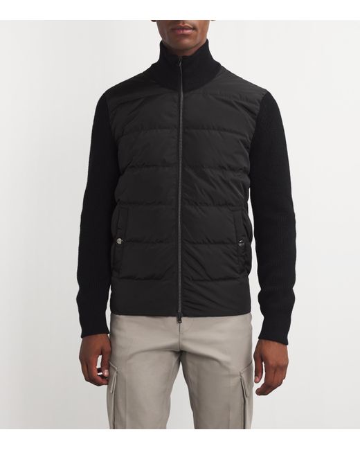 Herno Wool Hybrid Down Jacket in Black for Men | Lyst UK