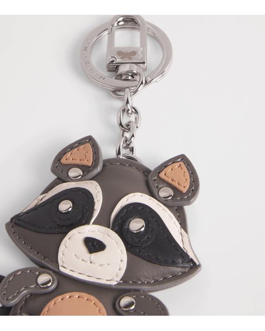 Weekend by Maxmara Leather Raccoon Key Ring in White | Lyst