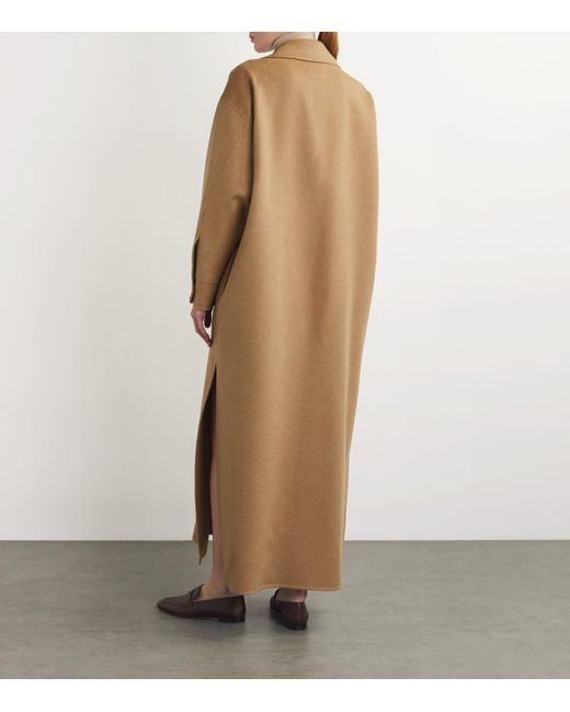 Max Mara Camel Wool Maxi Dress in Natural | Lyst