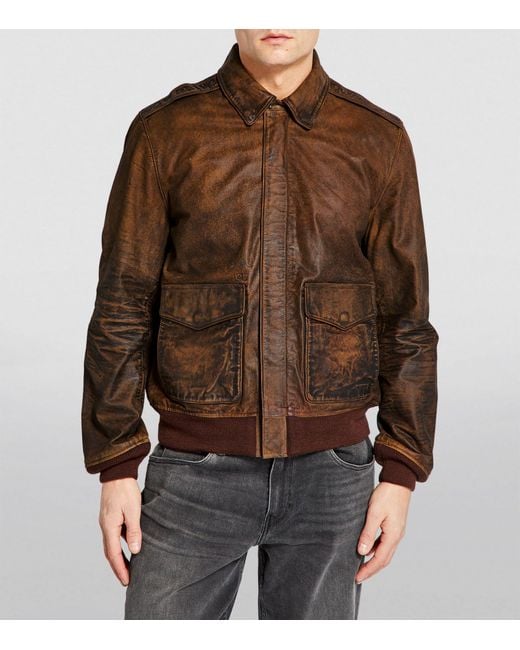 Polo Ralph Lauren Leather Bomber Jacket in Brown for Men | Lyst