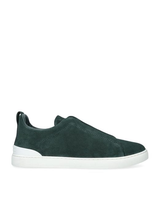 ZEGNA Suede Triple Stitch Sneakers in Green for Men | Lyst UK