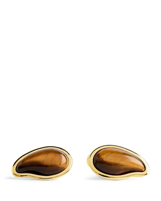 Babette Wasserman Plated Chakra Tiger's Eye Cufflinks in Yellow for Men ...
