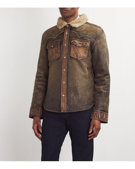 Polo Ralph Lauren Leather-Shearling Western Jacket in Brown for Men | Lyst