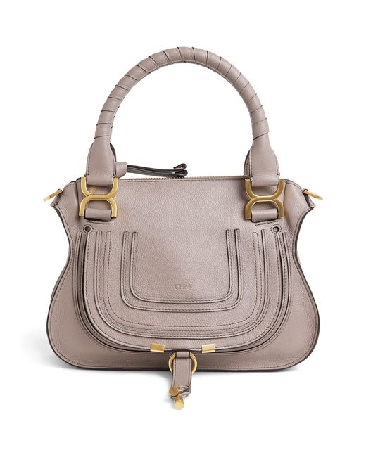 Chloé Small Leather Marcie Top-Handle Bag in Gray | Lyst