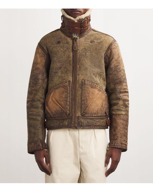 Polo Ralph Lauren Leather-Shearling Bomber Jacket in Brown for Men | Lyst UK