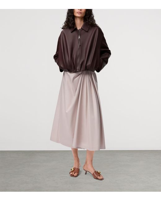 Loewe Leather Draped Bomber Jacket in Brown | Lyst UK