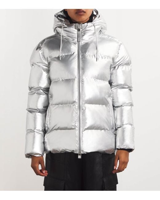 Rains Metallic Alta Puffer Jacket in Gray | Lyst