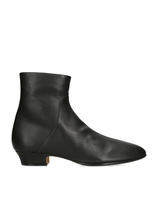 The Row Supple Leather Hereditas Ankle Boots in Black | Lyst