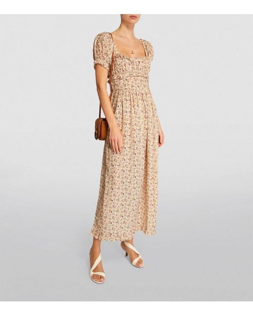 Doen Dôen Floral Gia Midi Dress in Natural | Lyst