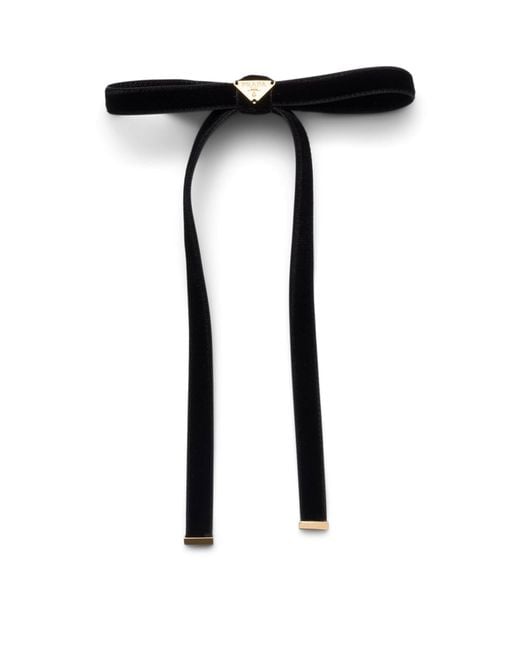 Prada Velvet Bow Hair Clip in Black | Lyst UK