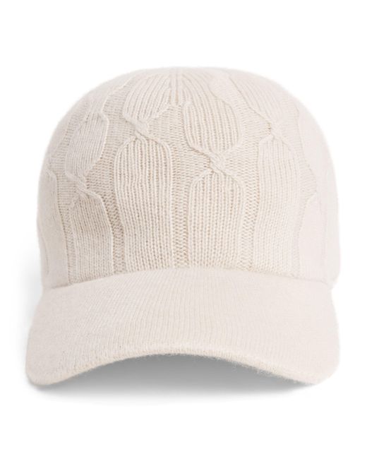 Eleventy Cashmere-Blend Cable-Knit Baseball Cap in White | Lyst UK