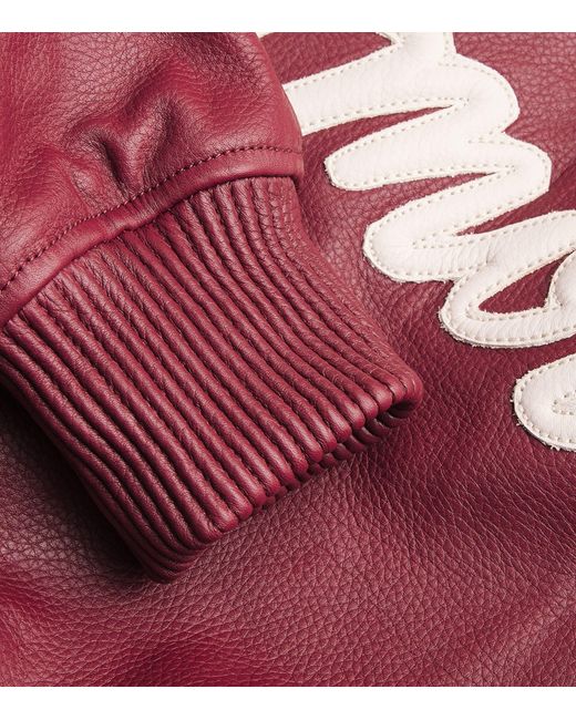 Amiri Logo Leather Jacket in Red for Men | Lyst