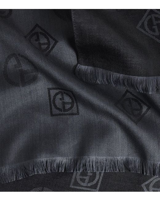 Giorgio Armani Silk Jacquard Stole Scarf in Black for Men | Lyst UK